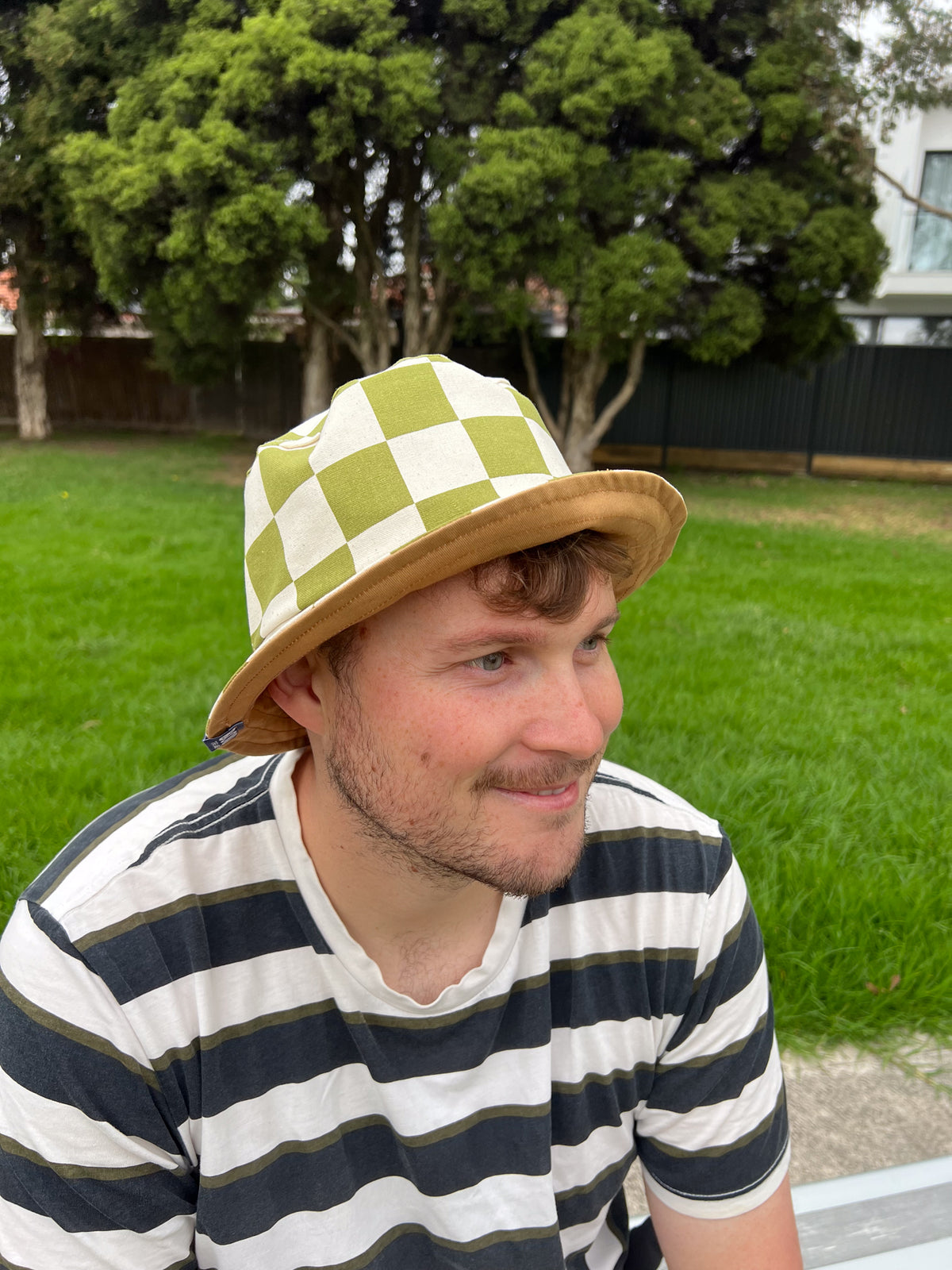 Green Checker Human Bucket Hat – BOIS The Label